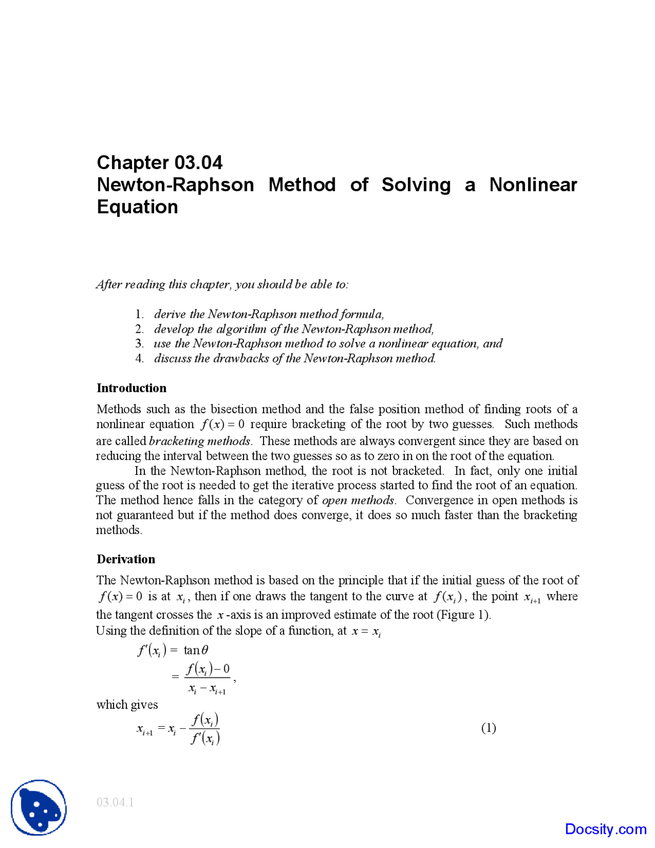 Newton Raphson Method Numerical Analysis Solved Exam Docsity