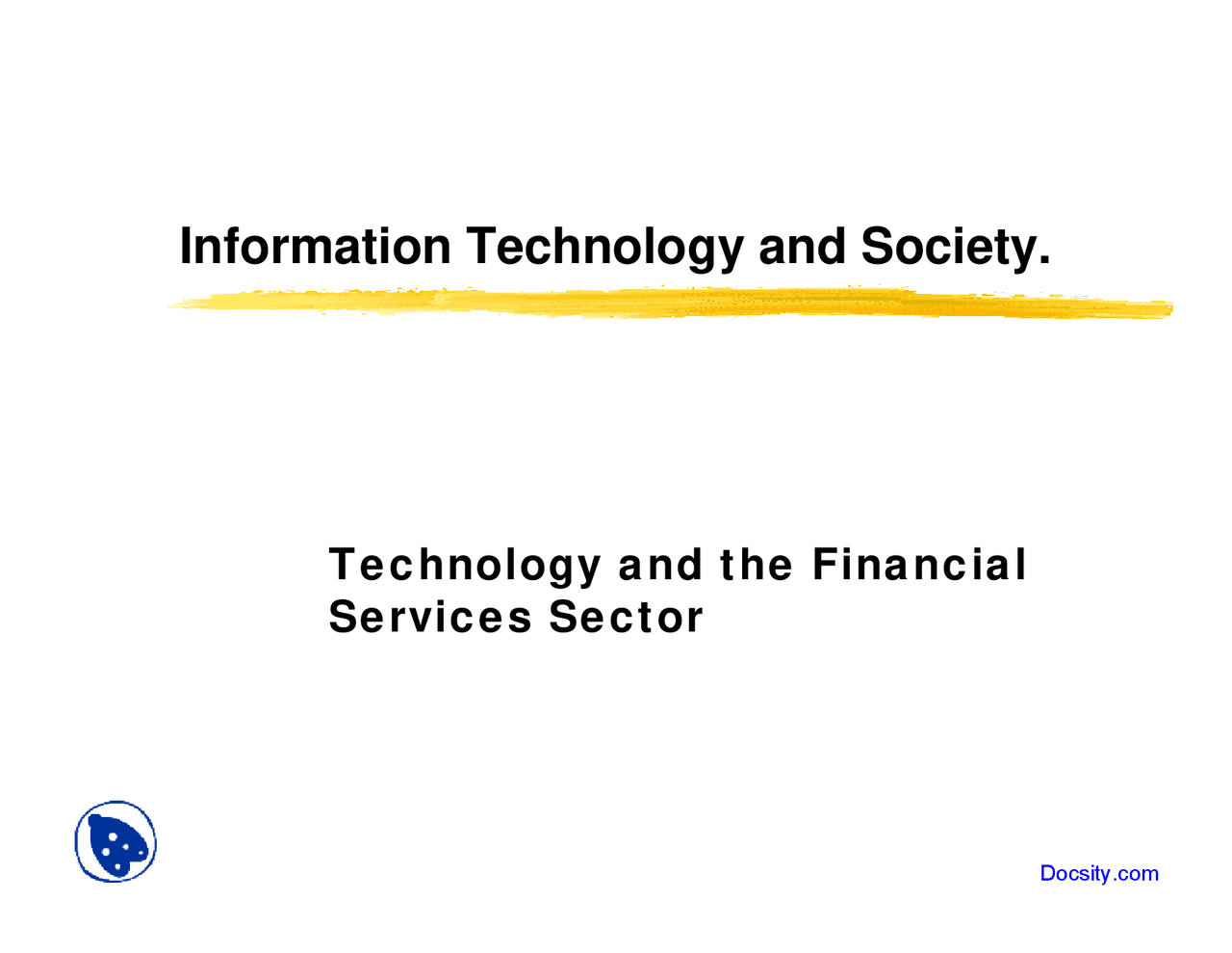 Financial Services Sector Computerization And Its Impacts Lecture Slides Docsity