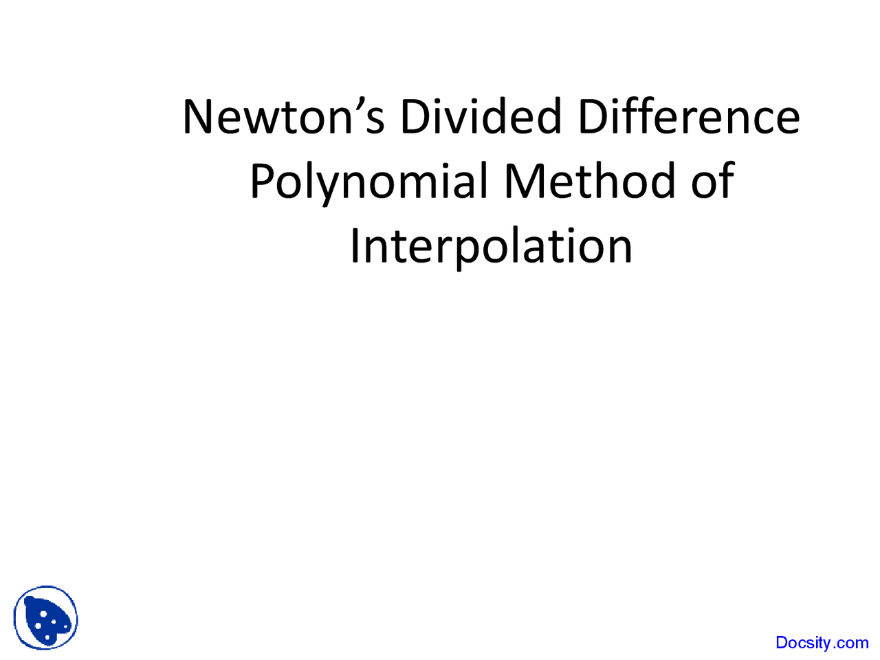 Polynomial Method Numerical Methods Lecture Slides Docsity