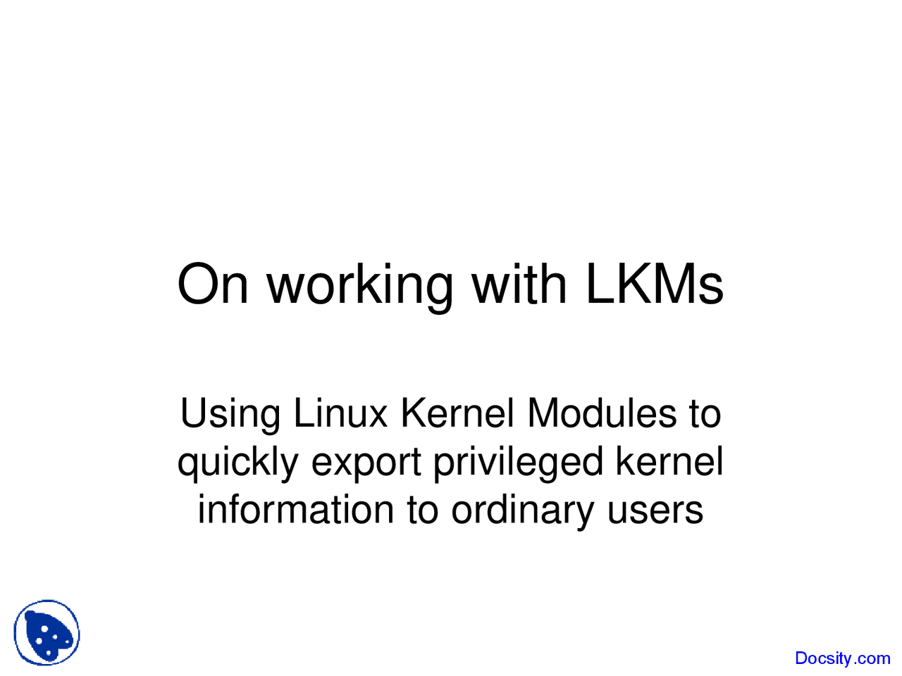 Linux Kernel Modules Advanced System Programming Lecture Slides