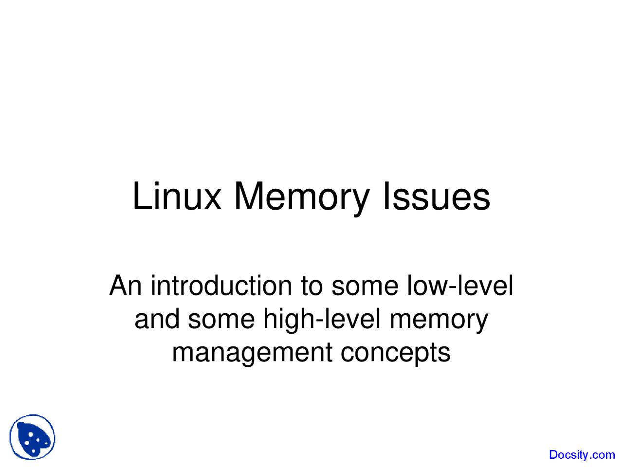 Linux Memory Issues Advanced System Programming Lecture Slides