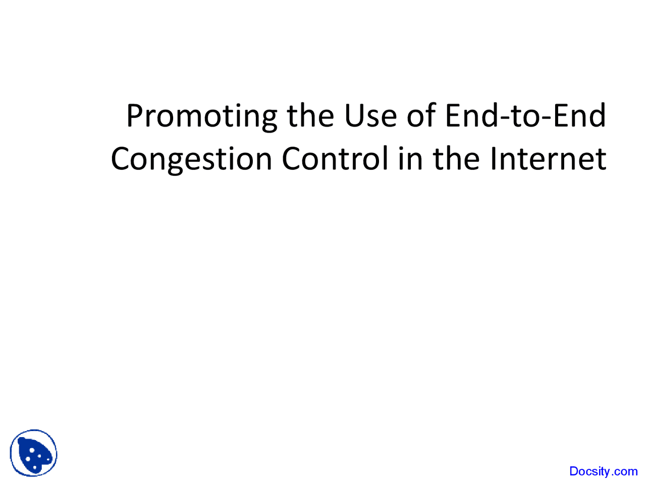 Congestion Control In Internet Advanced Computer Networks Lecture