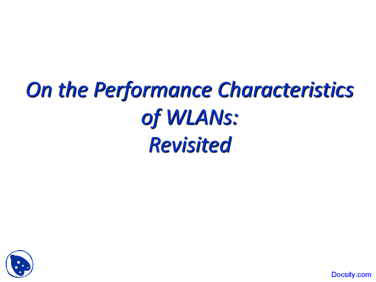 Performance Characteristics Of Wlans Advanced Computer Networks