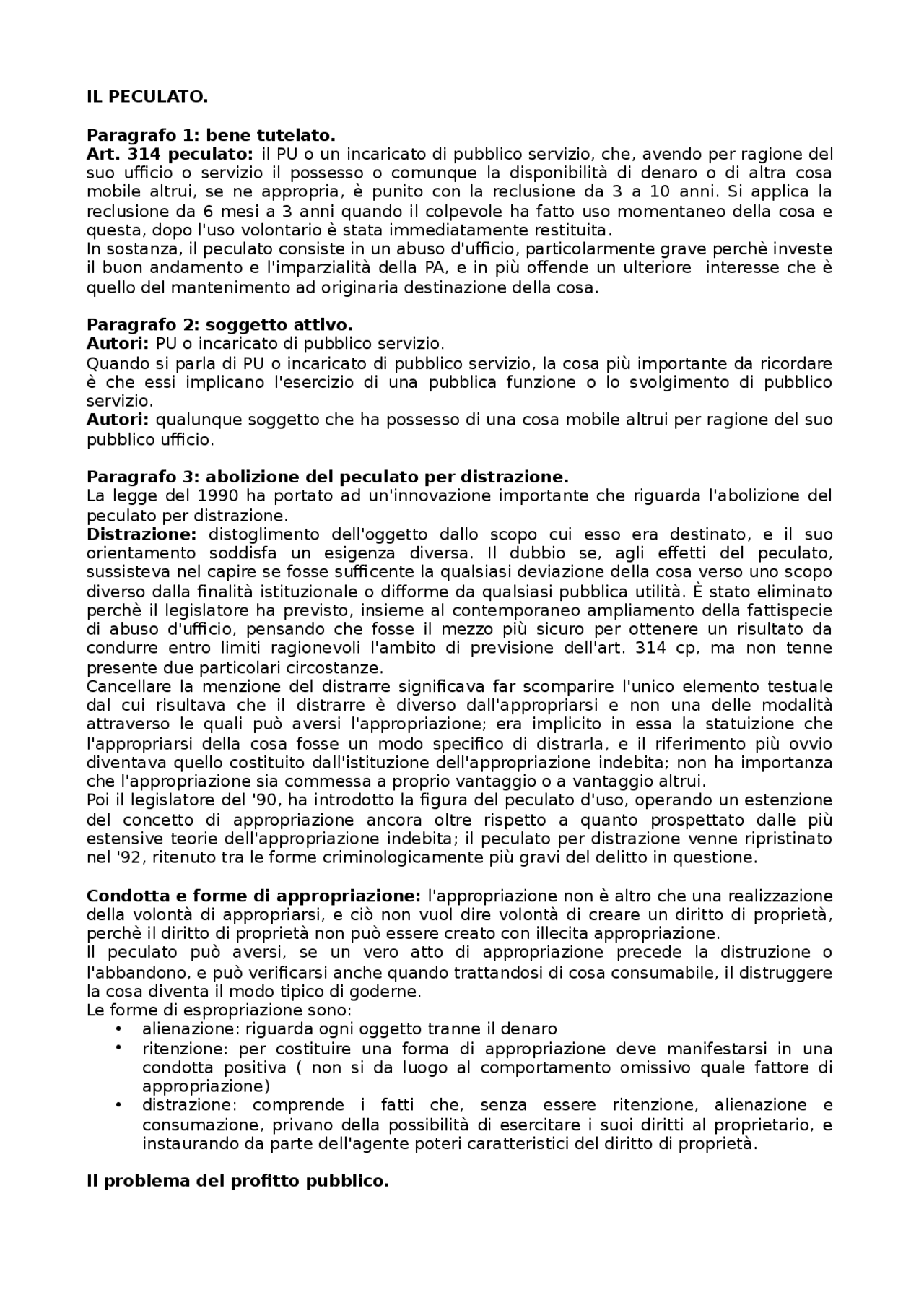 PARTE SPECIALE DIRITTO PENALE - Docsity