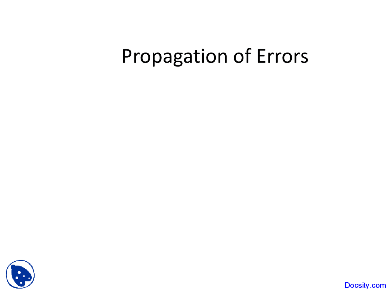 Propagation Of Errors Numerical Methods Lecture Slides Slides