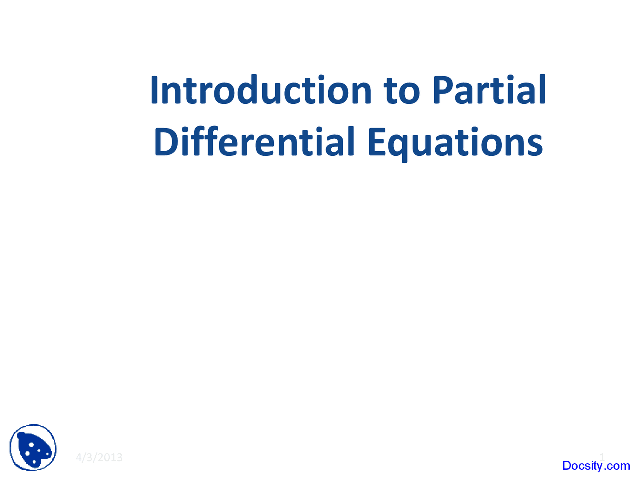 Partial Differential Equations - Numerical Methods - Lecture Slides | Slides Mathematical ...