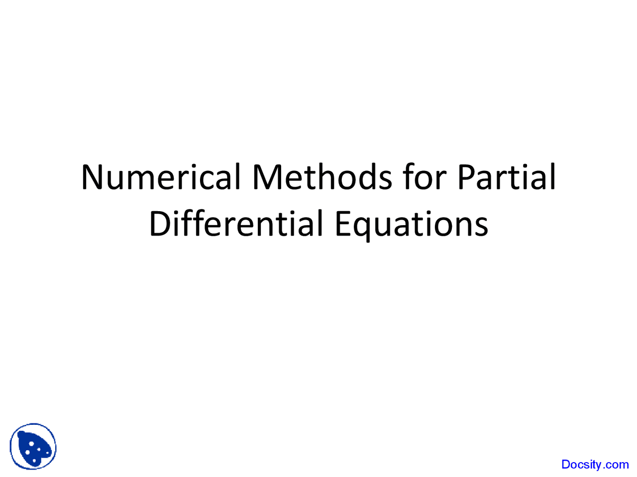 Finite Volume Method Numerical Methods For Partial Differential Equations Lecture Slides