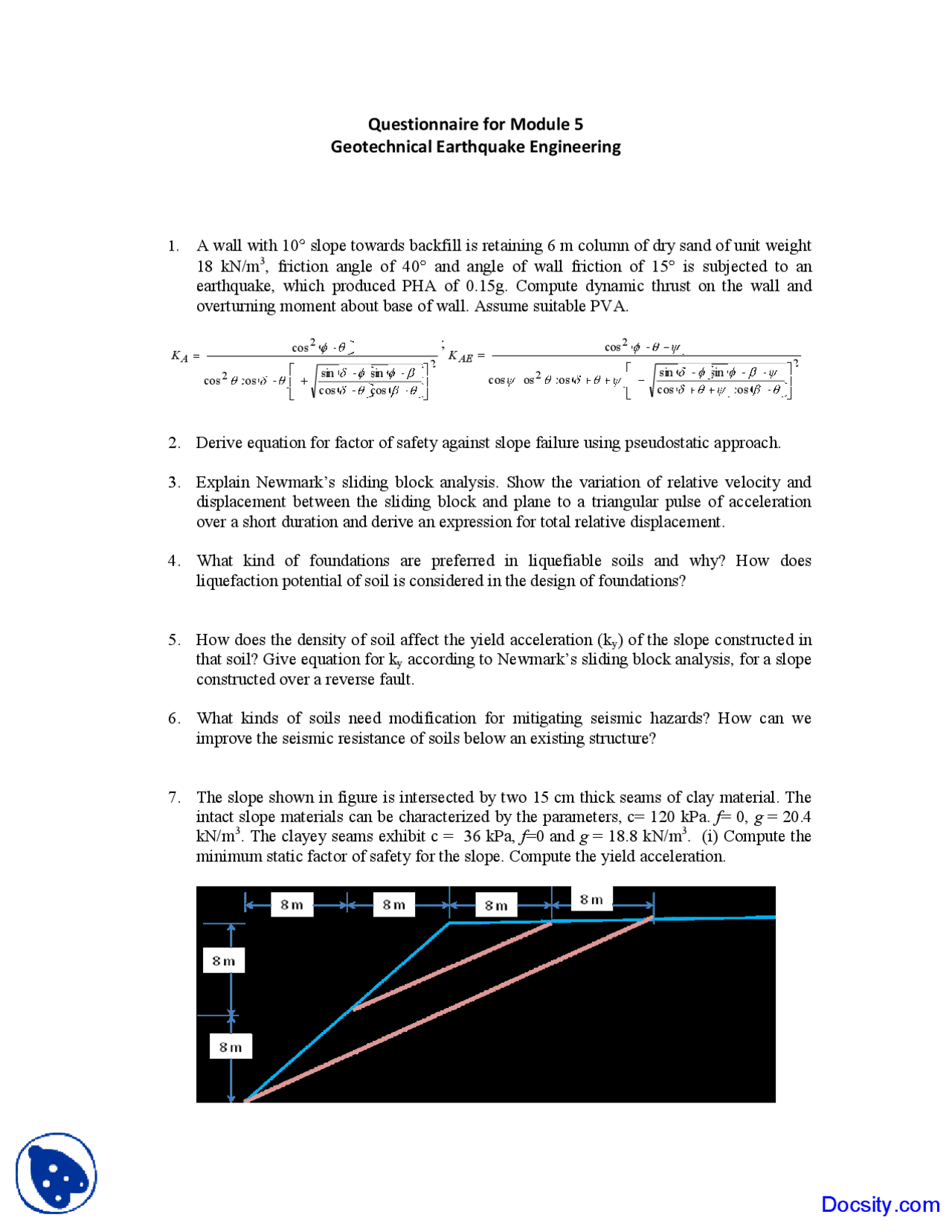 Compute Dynamic Thrust Geotechnical Earthquake Engineering Exam