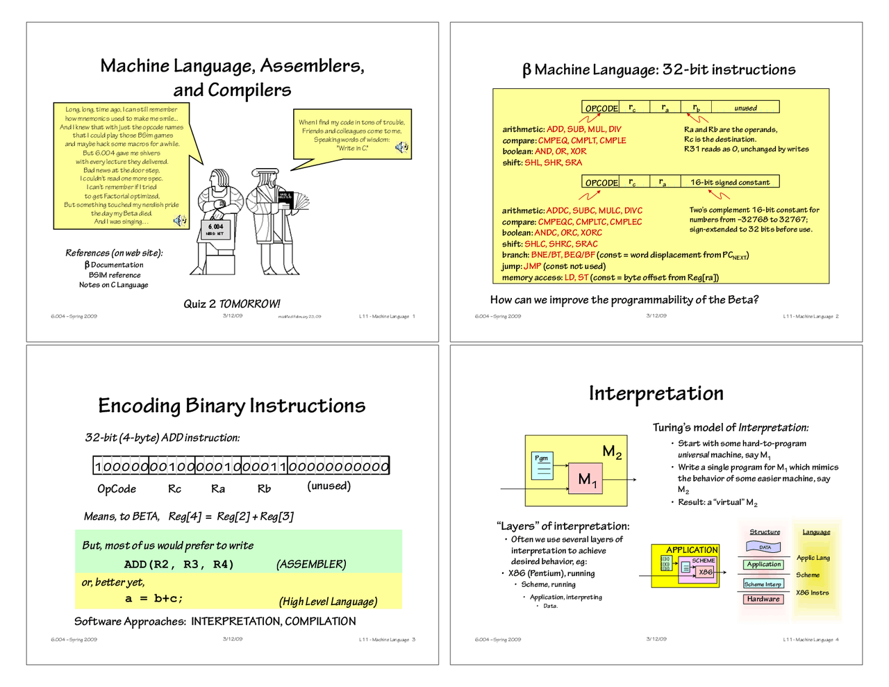 Machine Language - Computation Structures - Lecture Slides - Docsity