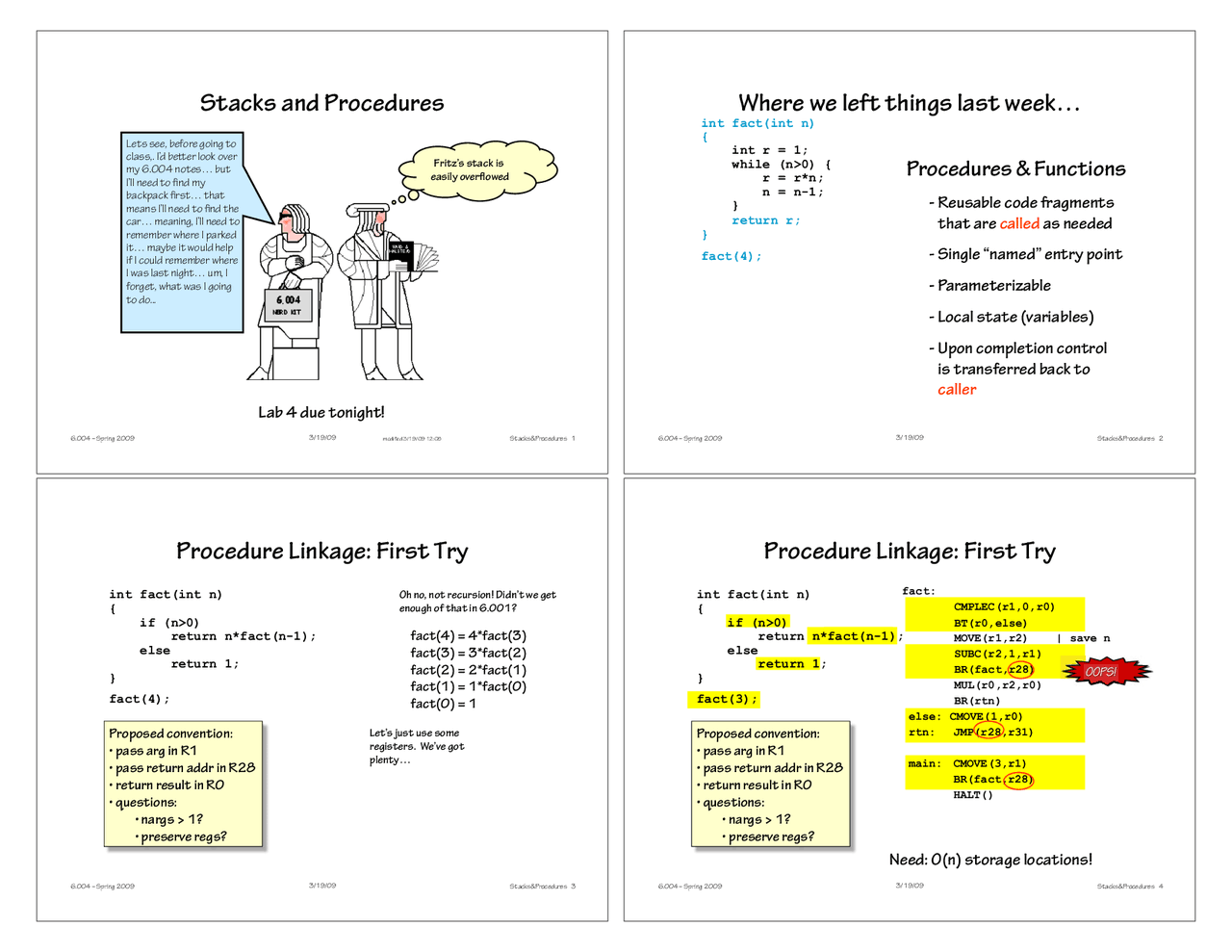 Stacks And Procedures Computation Structures Lecture Slides Docsity