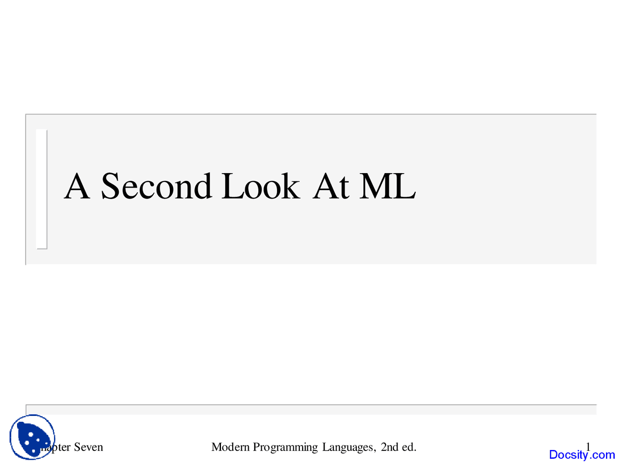 Second Look At Ml Modern Programming Languages Lecture Slides Docsity