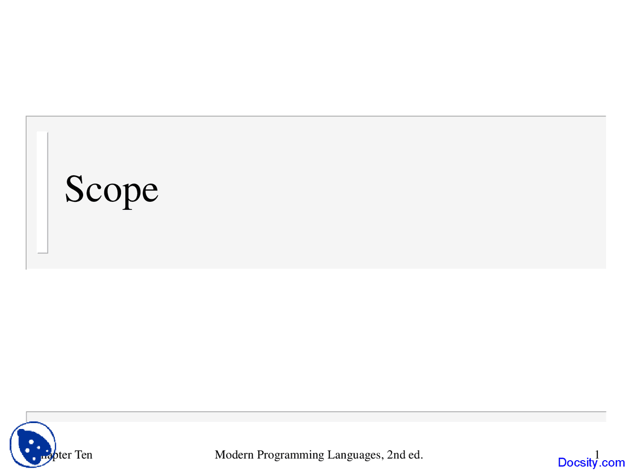 Reusing Names Modern Programming Languages Lecture Slides Docsity