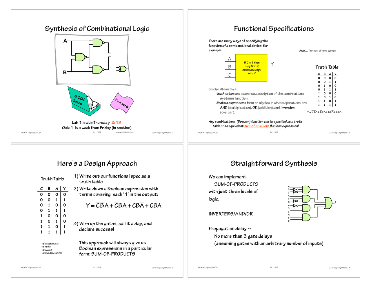 Synthesis Of Combinational Logic Computation Structures Lecture 2706