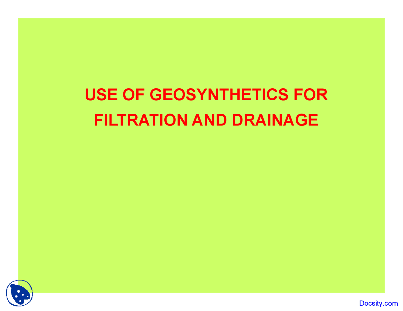 Use of Geosynthetics - Ground Improvement - Lecture Slides | Slides Geology | Docsity