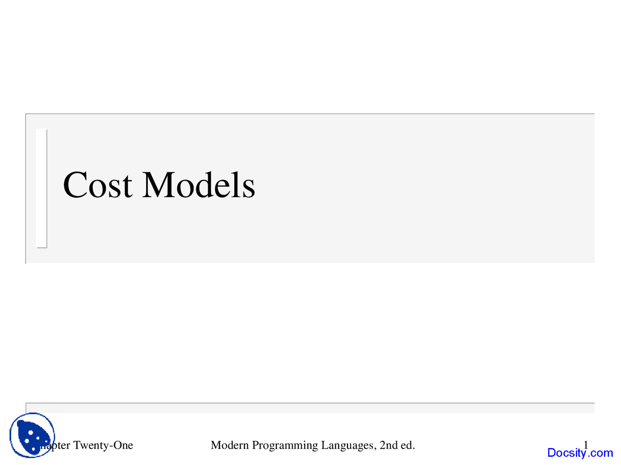 Cost Models Modern Programming Languages Lecture Slides Docsity