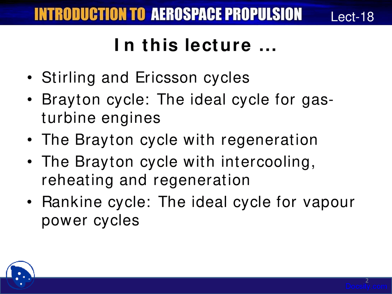 Ericsson Cycles - Introduction to Aerospace Propulsion - Lecture Slides - Docsity