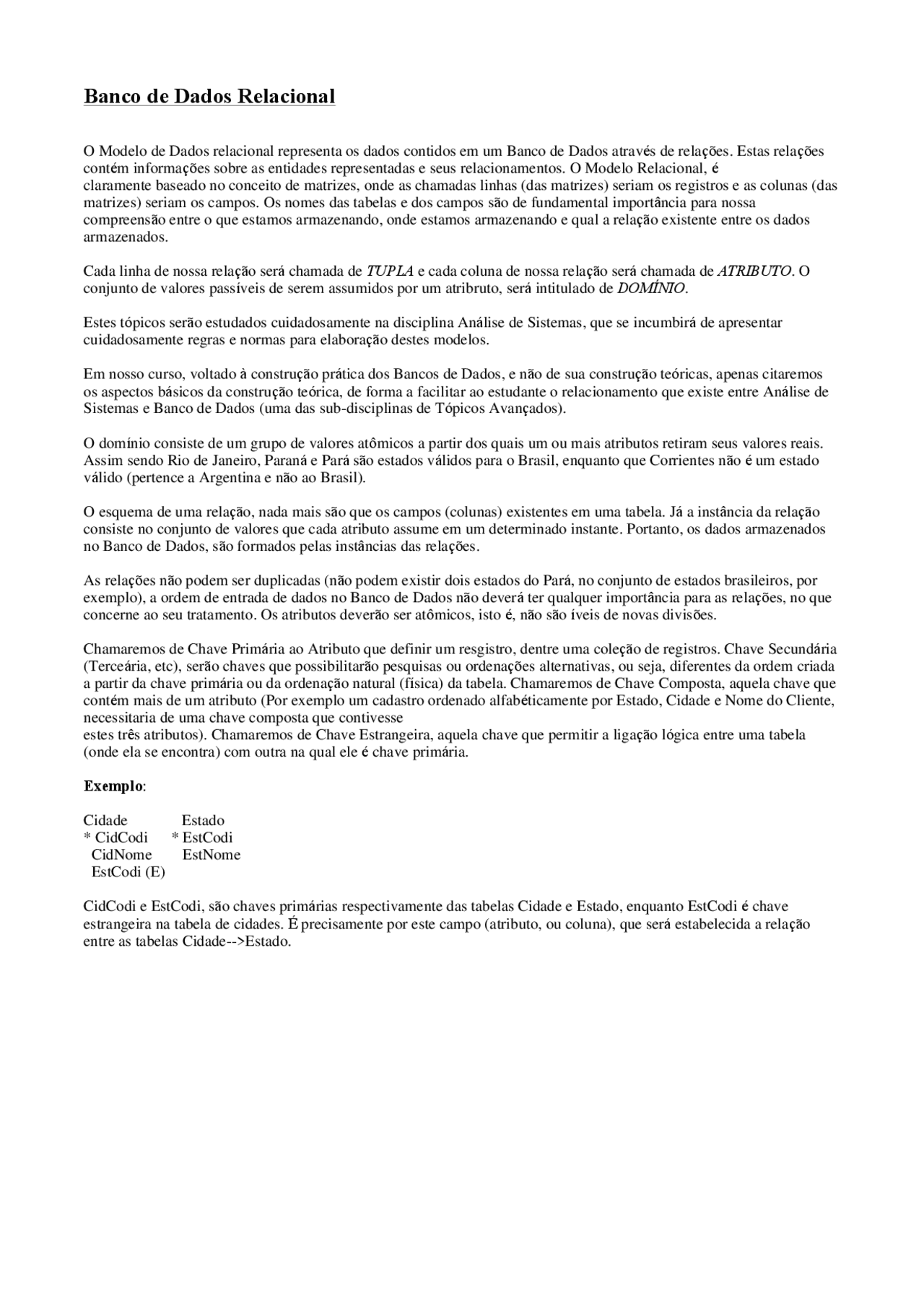 Banco De Dados E Sql Parte2 Docsity