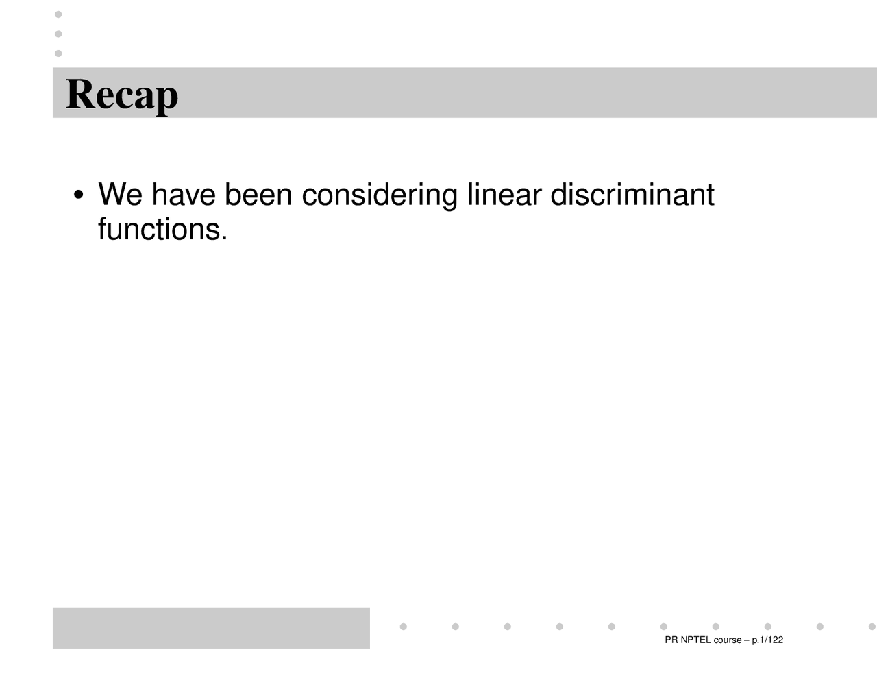 Linear Discriminant Functions - Pattern Recognition - Lecture Slides ...