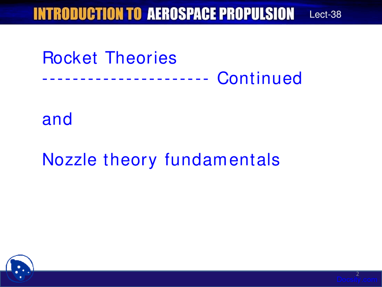Rocket Theories Introduction To Aerospace Propulsion Lecture Slides