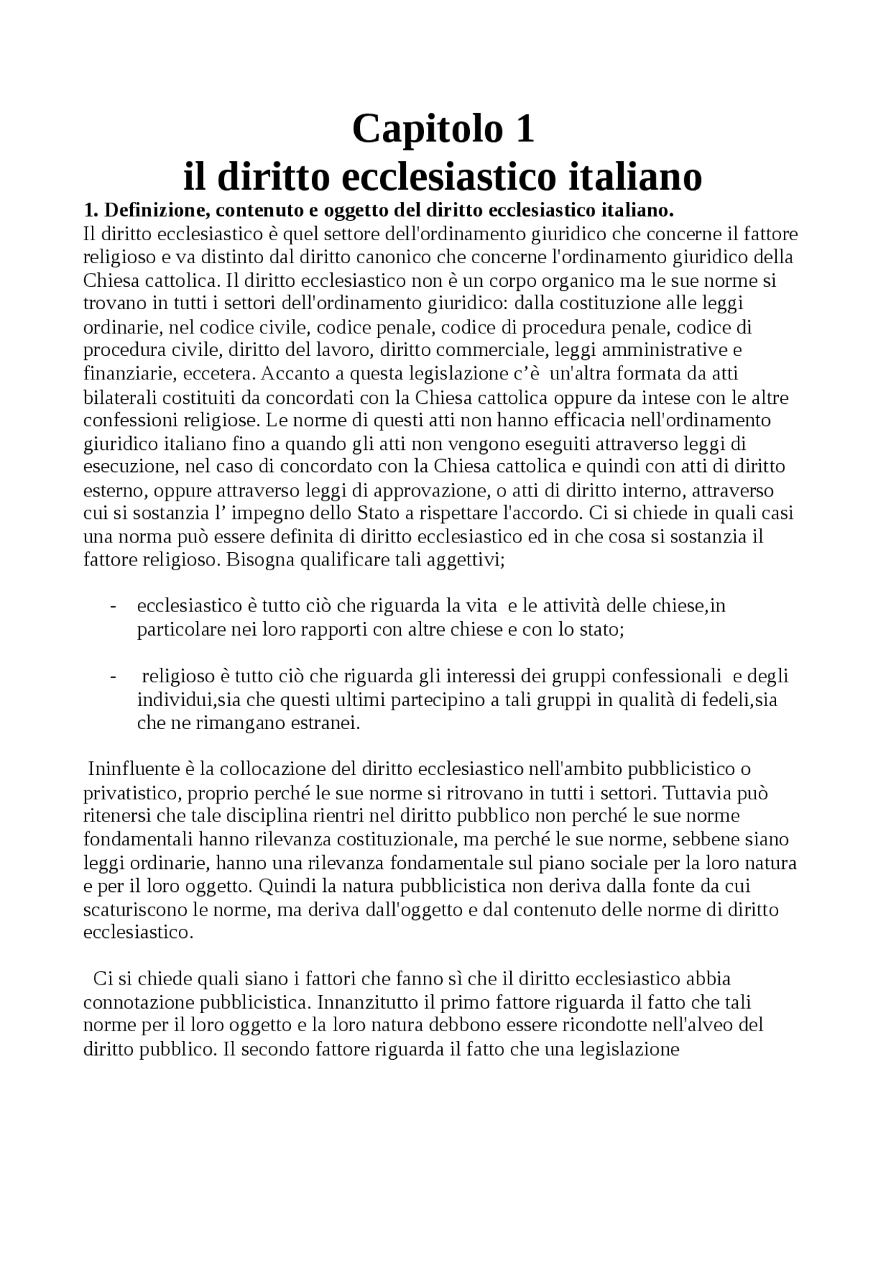 Ecclesiastico Riassunto Diritto Ecclesiastico Docsity
