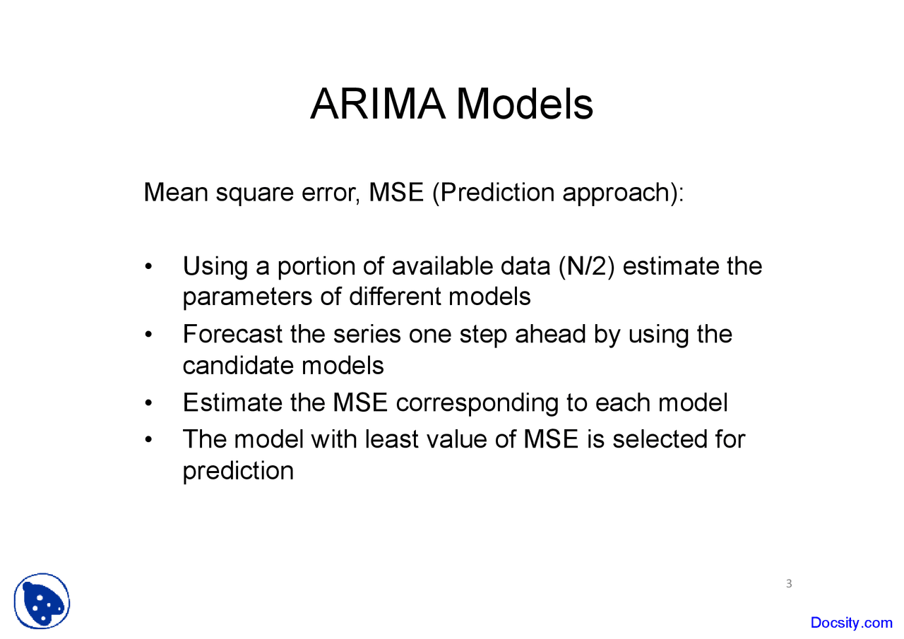 Mean Square Error Stochastic Hydrology Lecture Notes Docsity