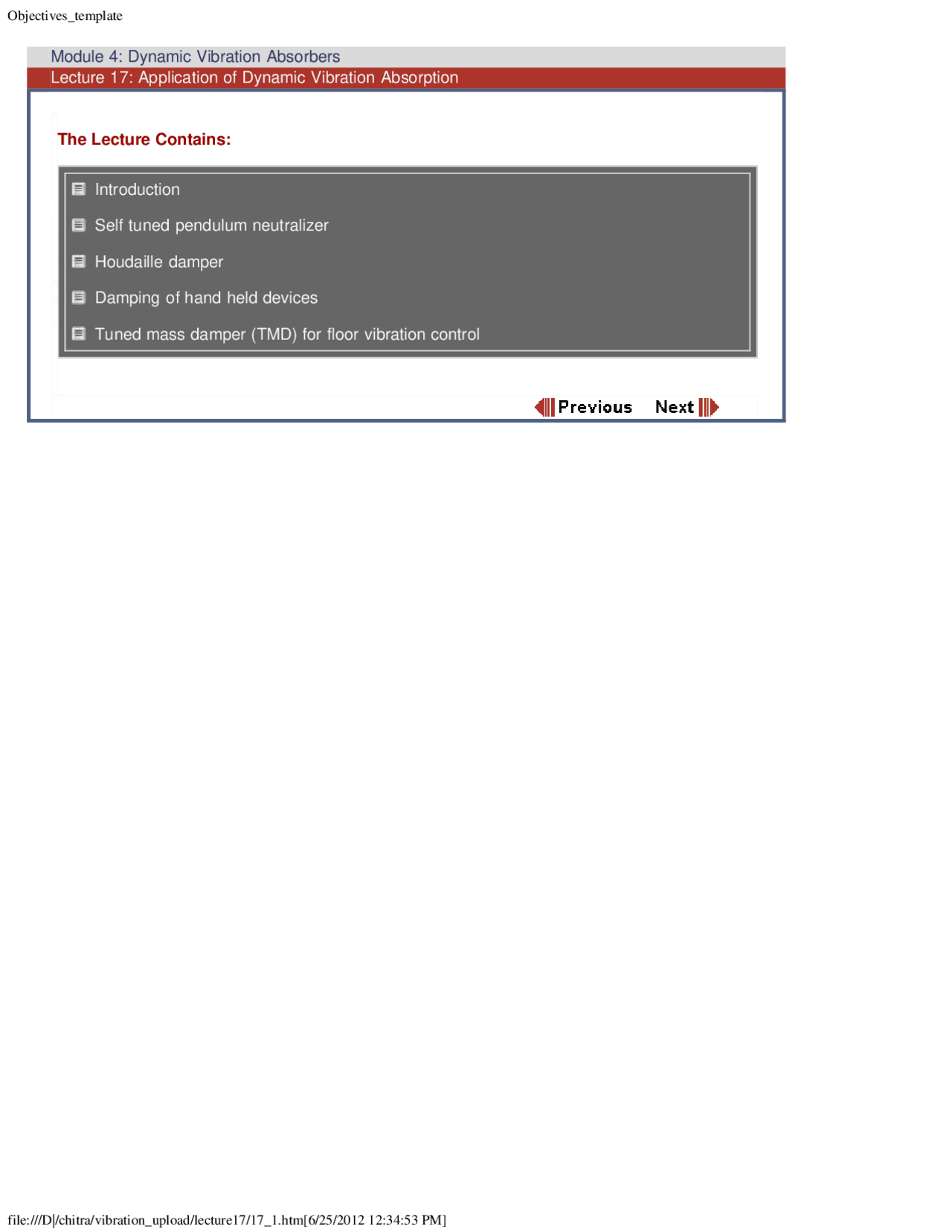 Dynamic Vibration Absorption Principles Of Vibration Control