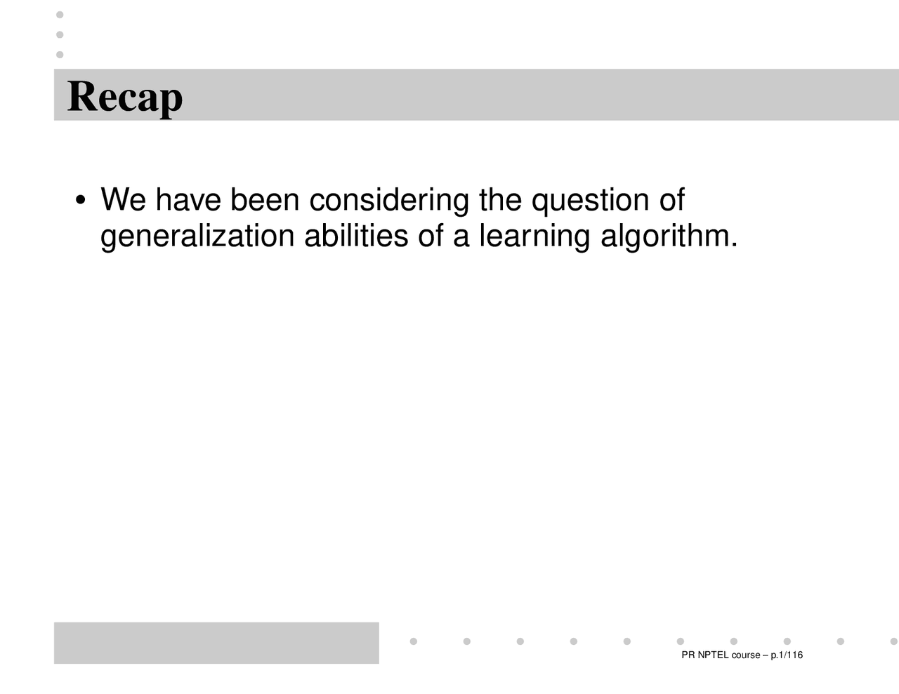 Finite Vc Dimension Introduction To Pattern Recognition Lecture Slides Docsity