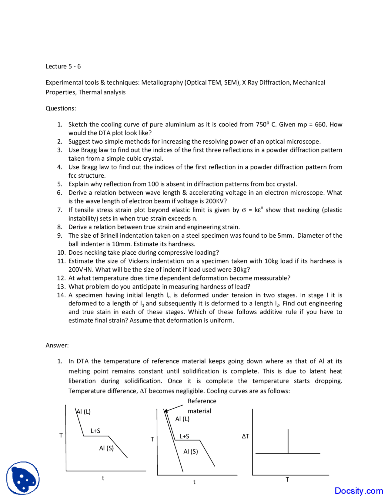Thermal Analysis Principles Of Physical Metallurgy Solved