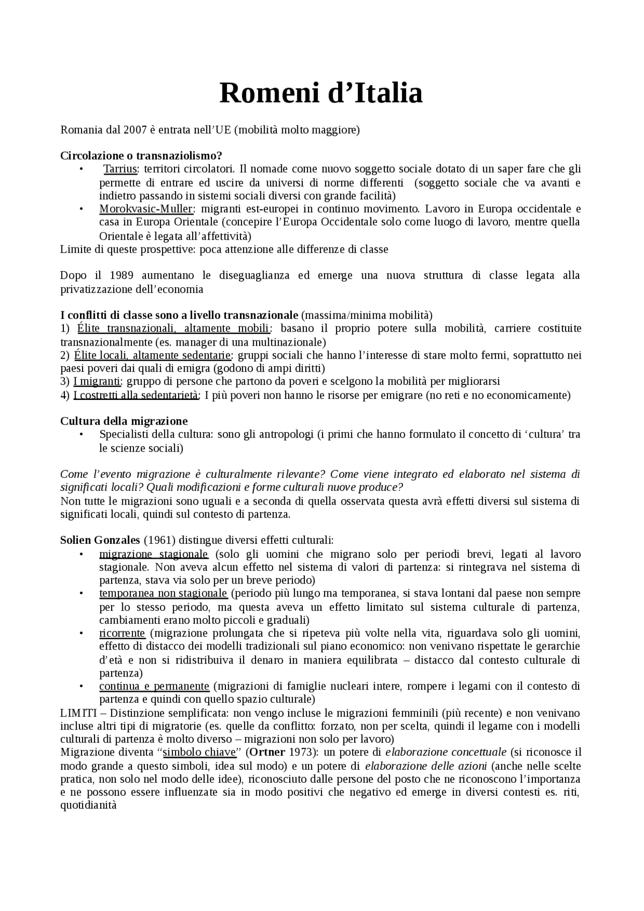 Romeni d'italia - Docsity