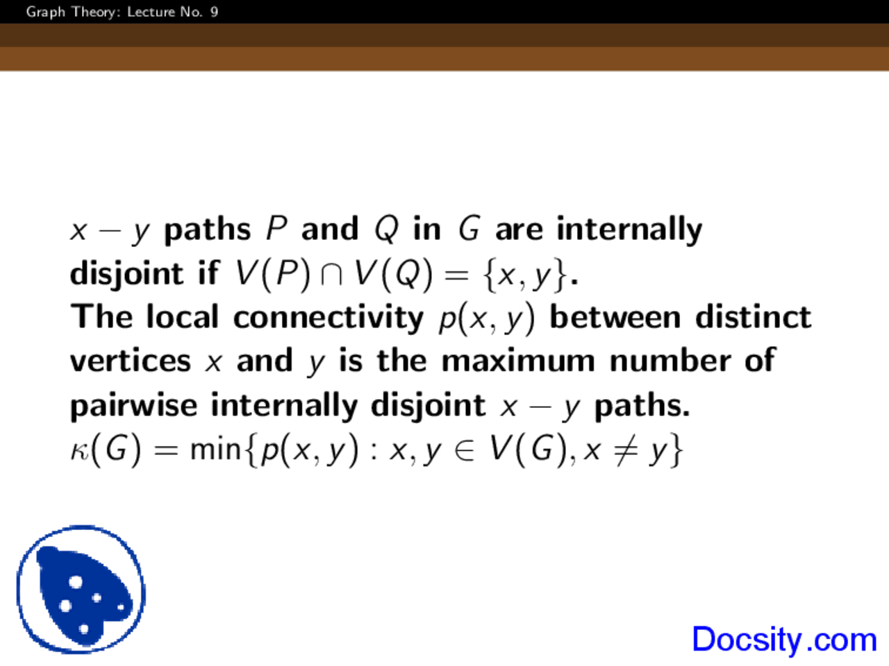 Local Connectivity Graph Theory Lecture Slides Docsity