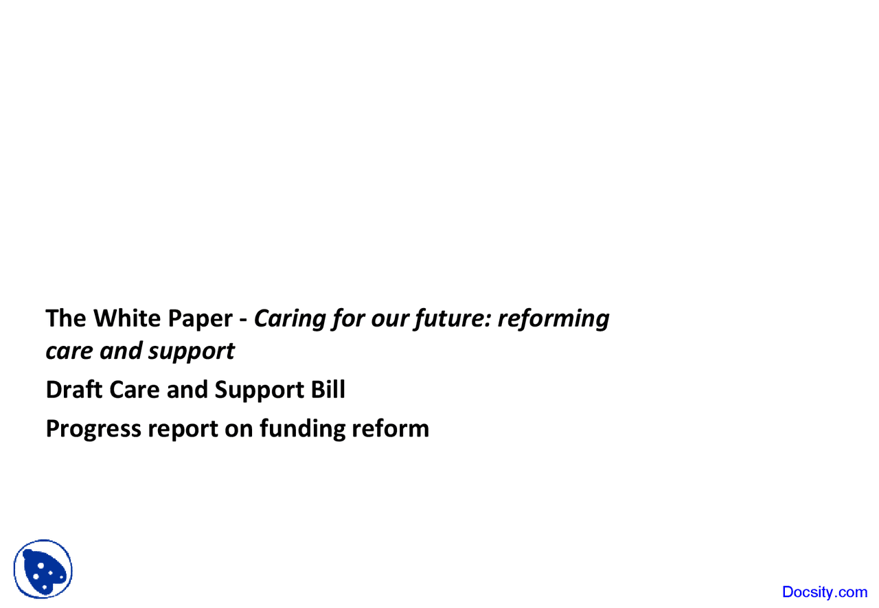 White Paper Social Legislation Lecture Slides Docsity