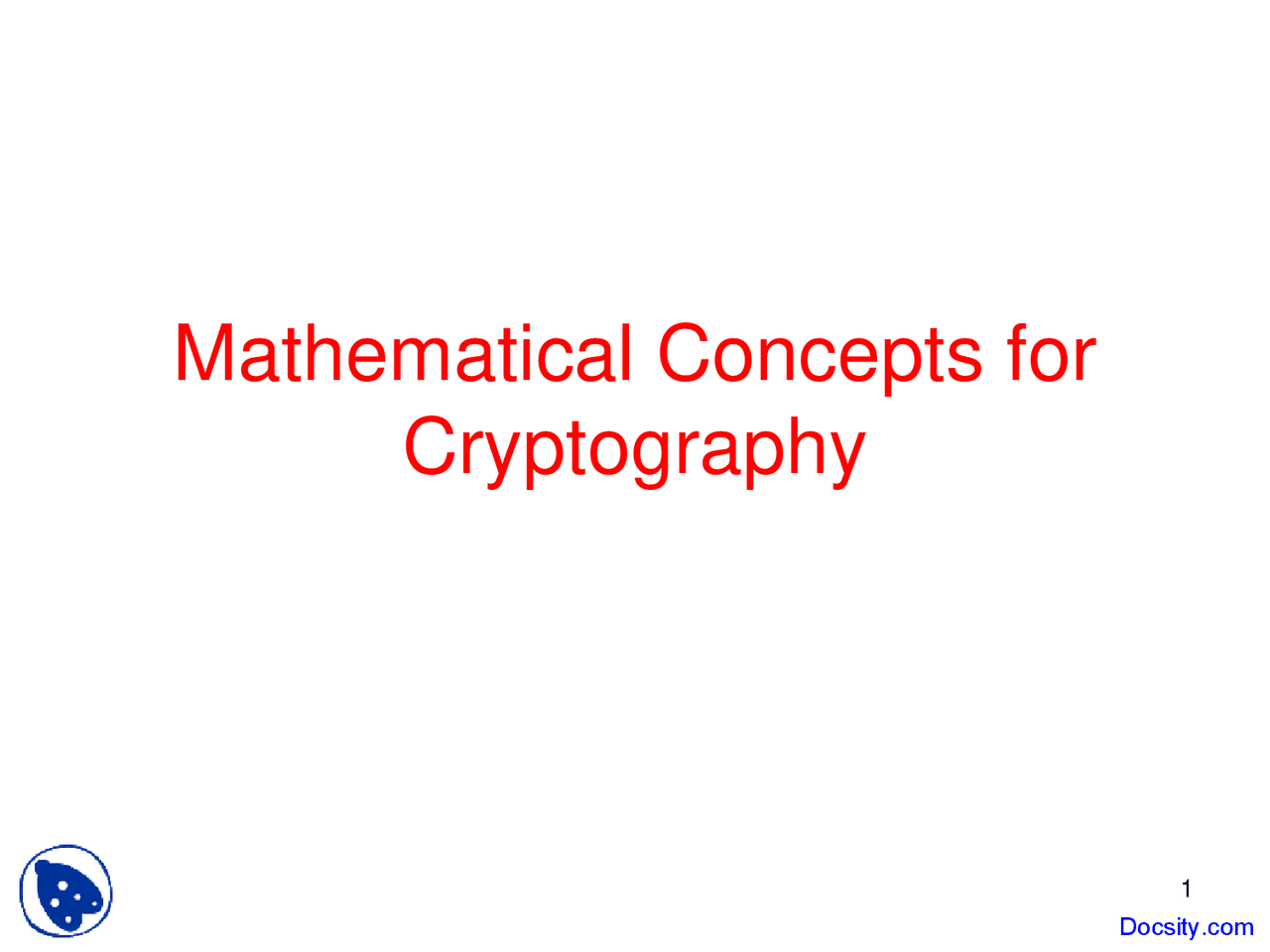 Mathematical Concepts - Introduction to Cryptography - Lecture Slides ...