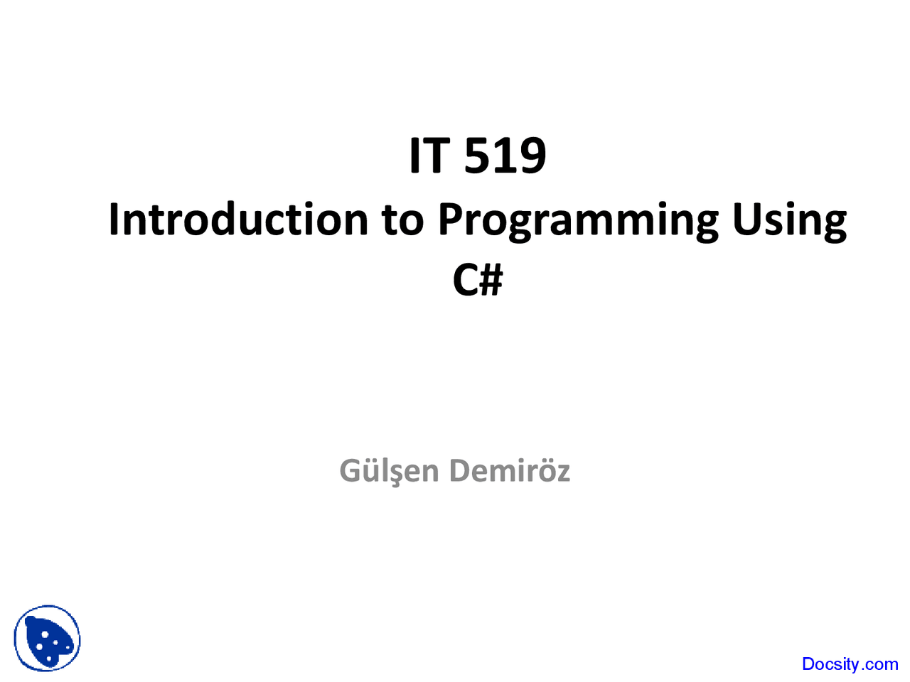 Introduction Programming Using C Sharp Lecture Slides Docsity 6212