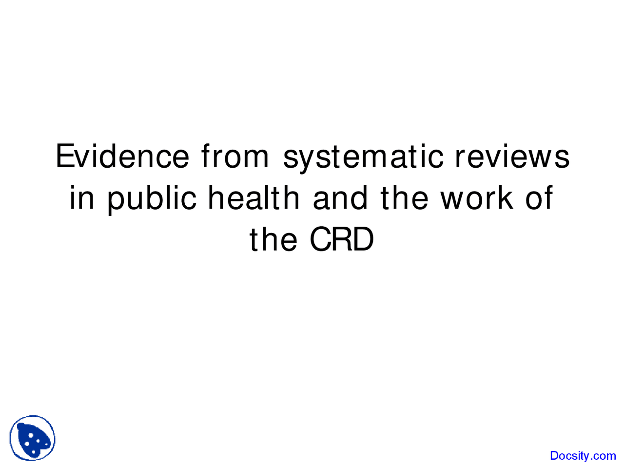 Evidence Social Policy Lecture Slides Docsity