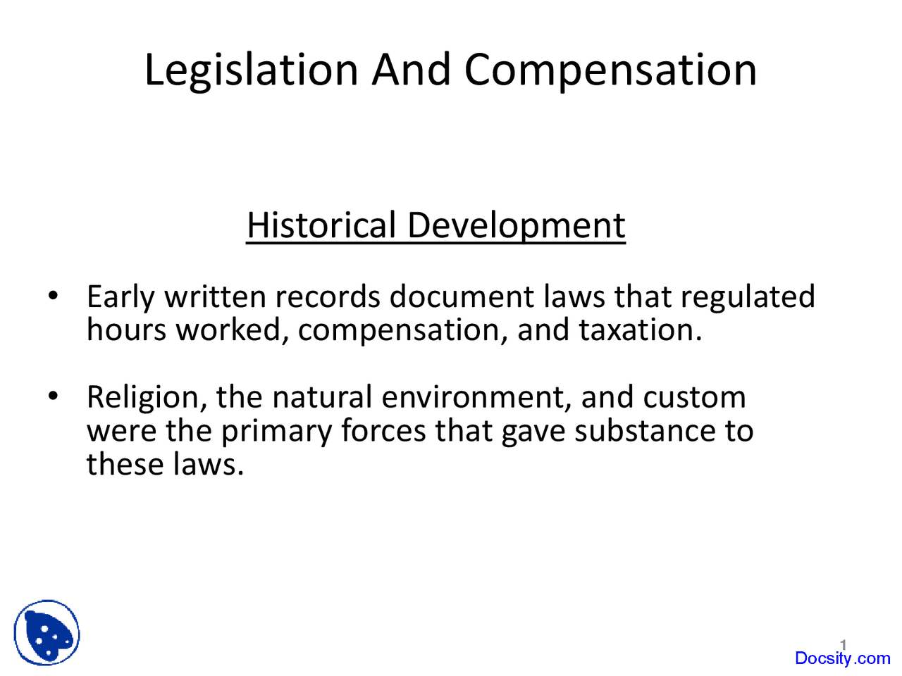 Legislation And Compensation - Social Legislation - Lecture Slides ...