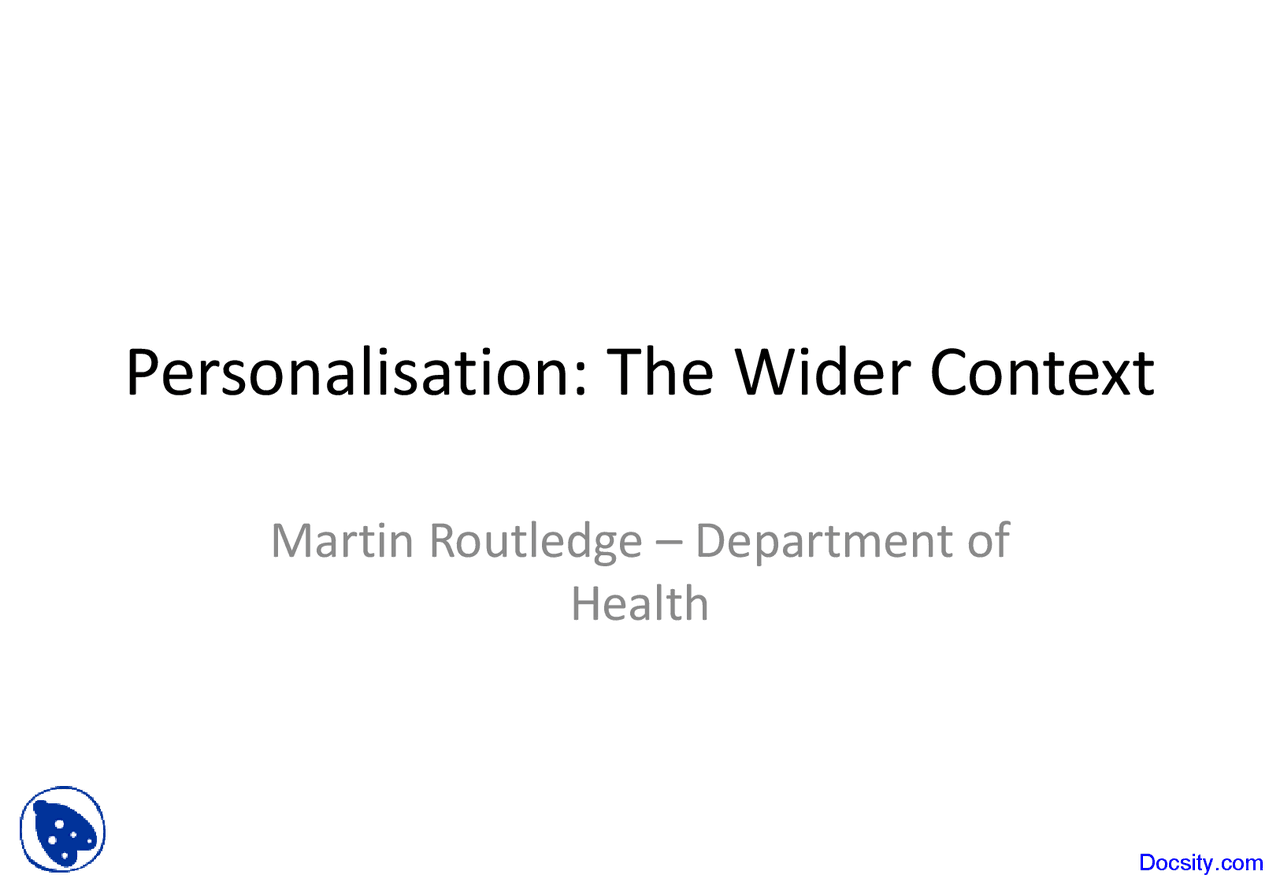 Personalisation Social Policy Lecture Slides Docsity