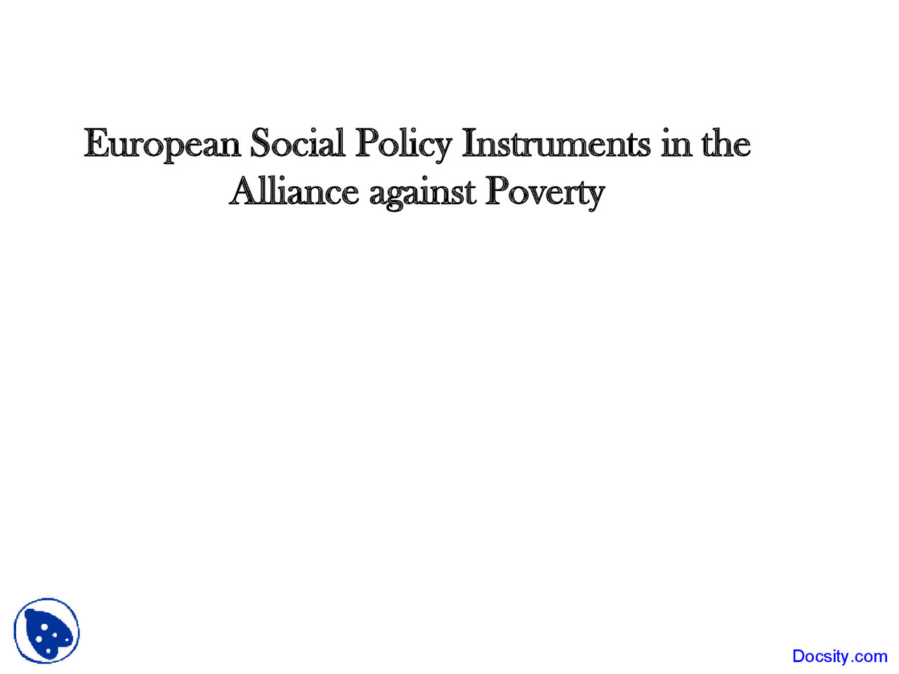 Social Policy Instruments Social Policy Lecture Slides Docsity
