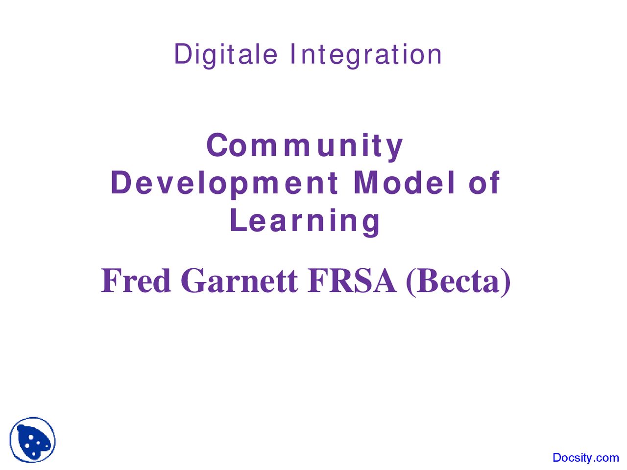 Digitale Integration Community Development Lecture Slides Docsity