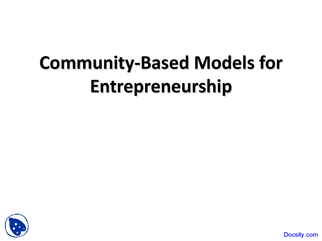Community Based Models Community Development Lecture Slides Docsity