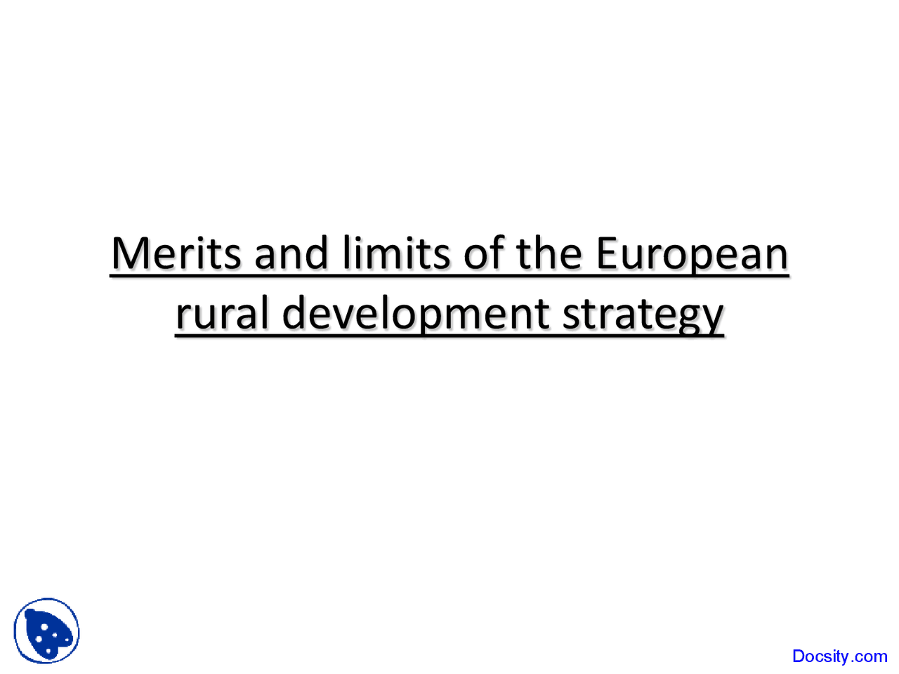 Merits And Limits Rural Development Lecture Slides Docsity