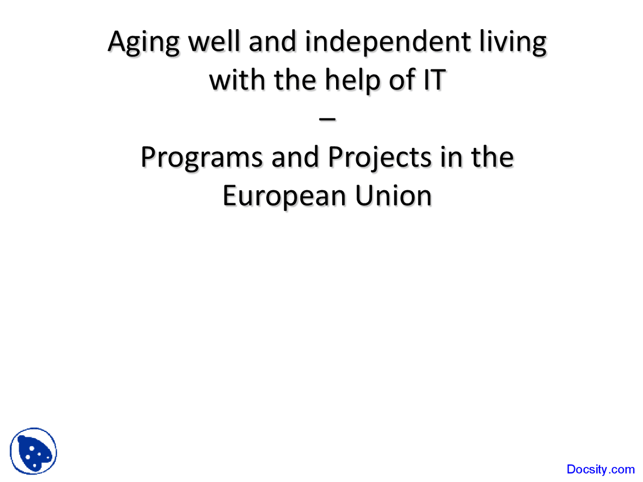 Aging Social Legislation Lecture Slides Slides Introduction To