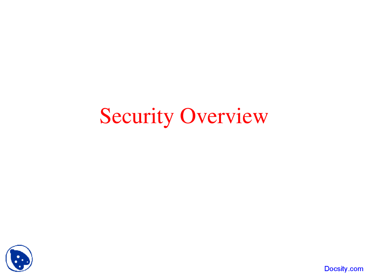 Security Overview Introduction To Network Security Lecture Slides Docsity