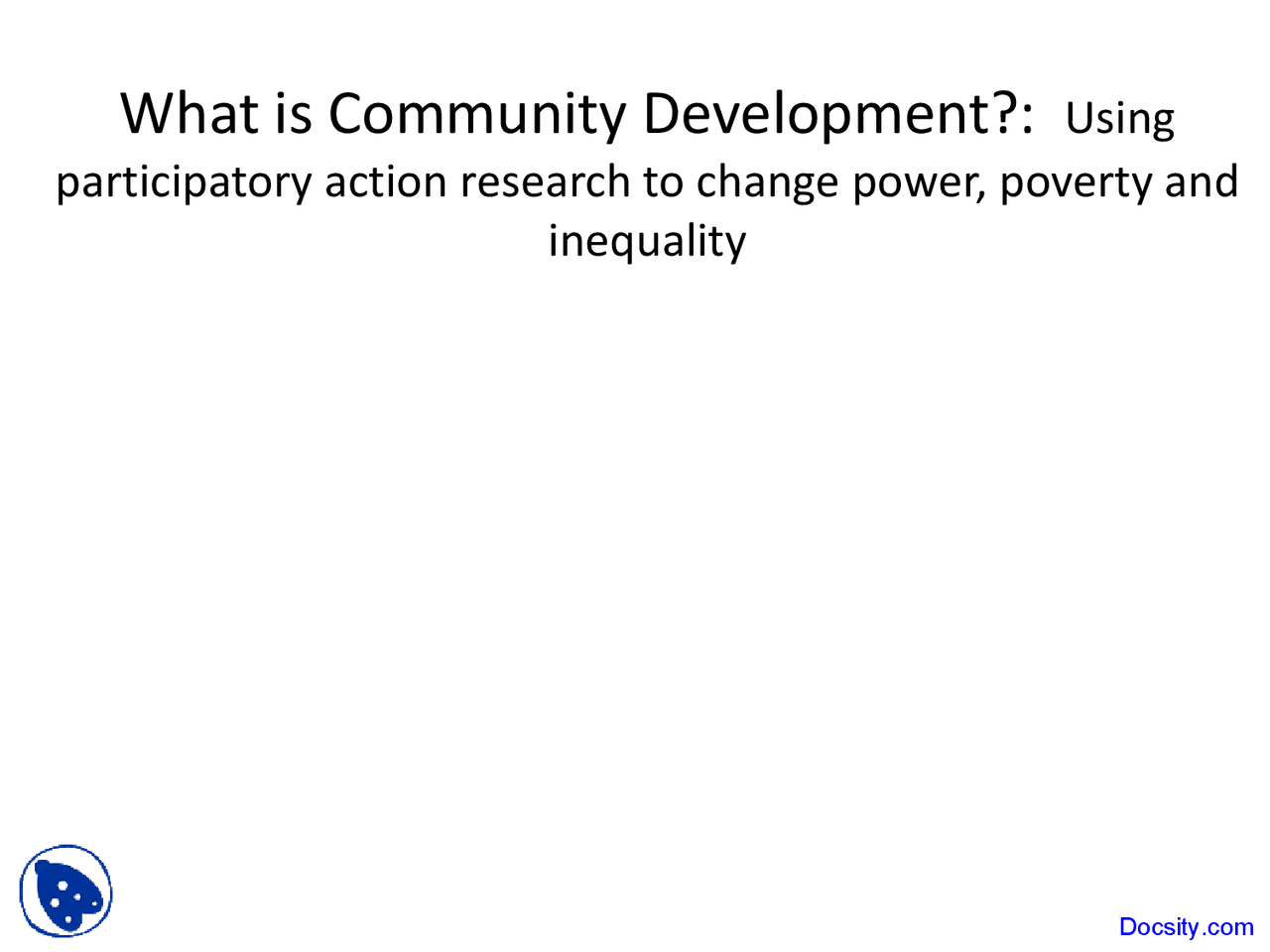 Participatory Action Community Development Lecture Slides Docsity
