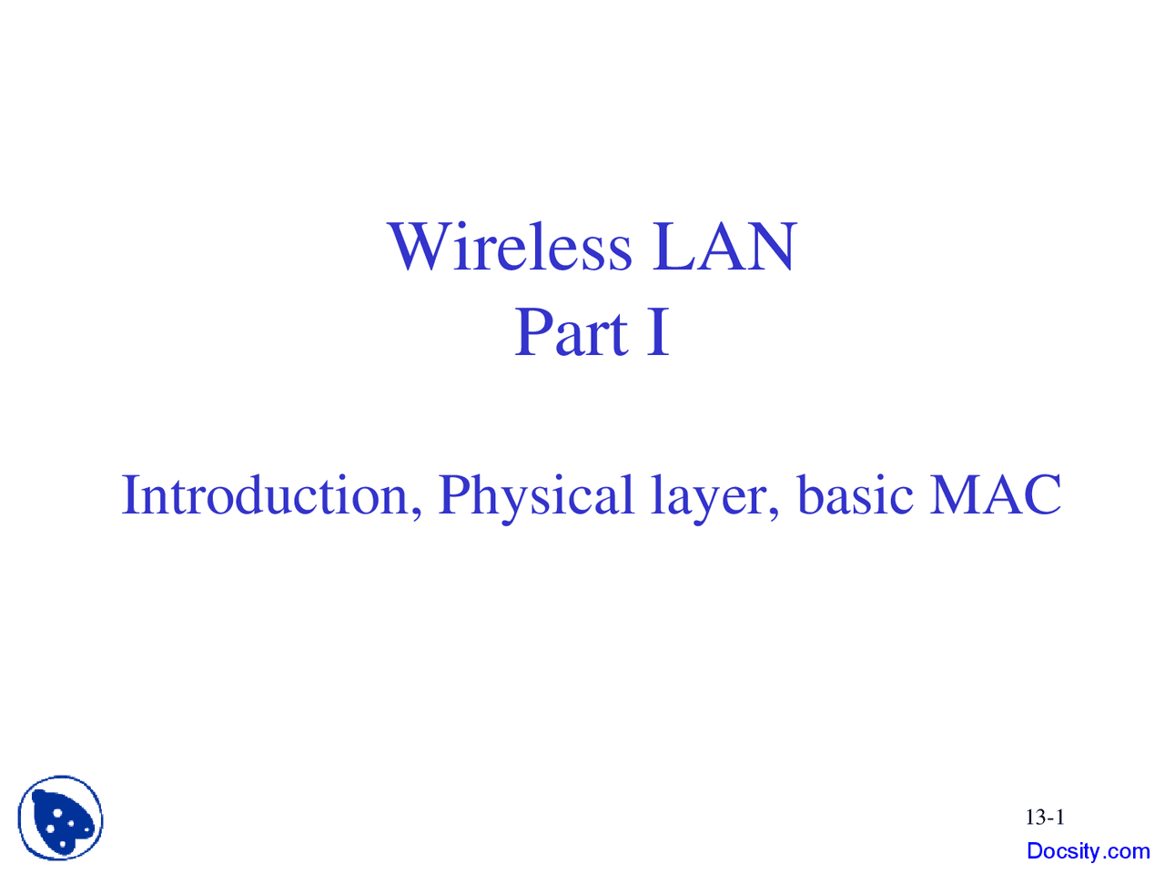 Wireless LAN - Local Area Network - Lecture Slides - Docsity