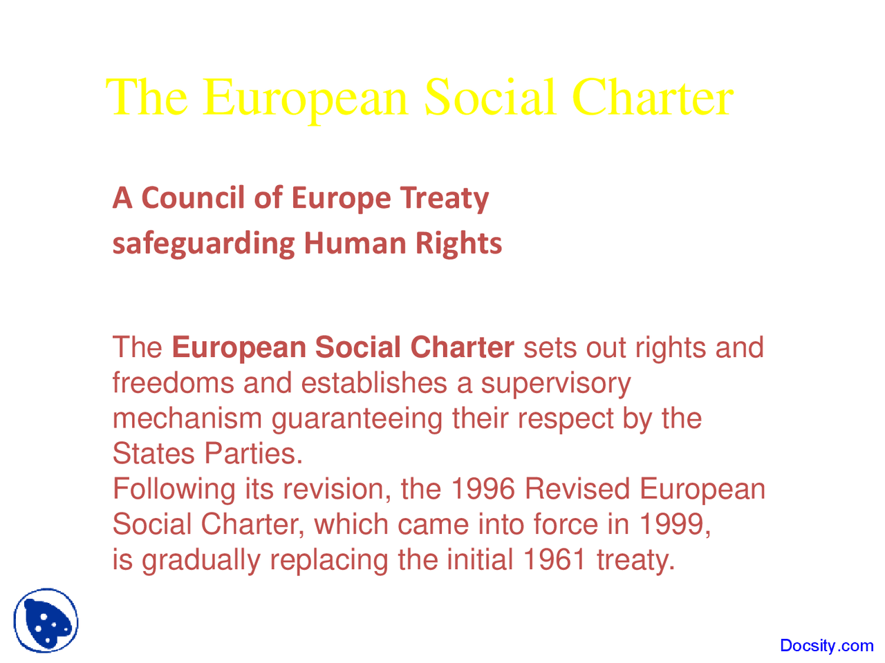 European Social Charter: Council of Europe Treaty Protecting Human and ...