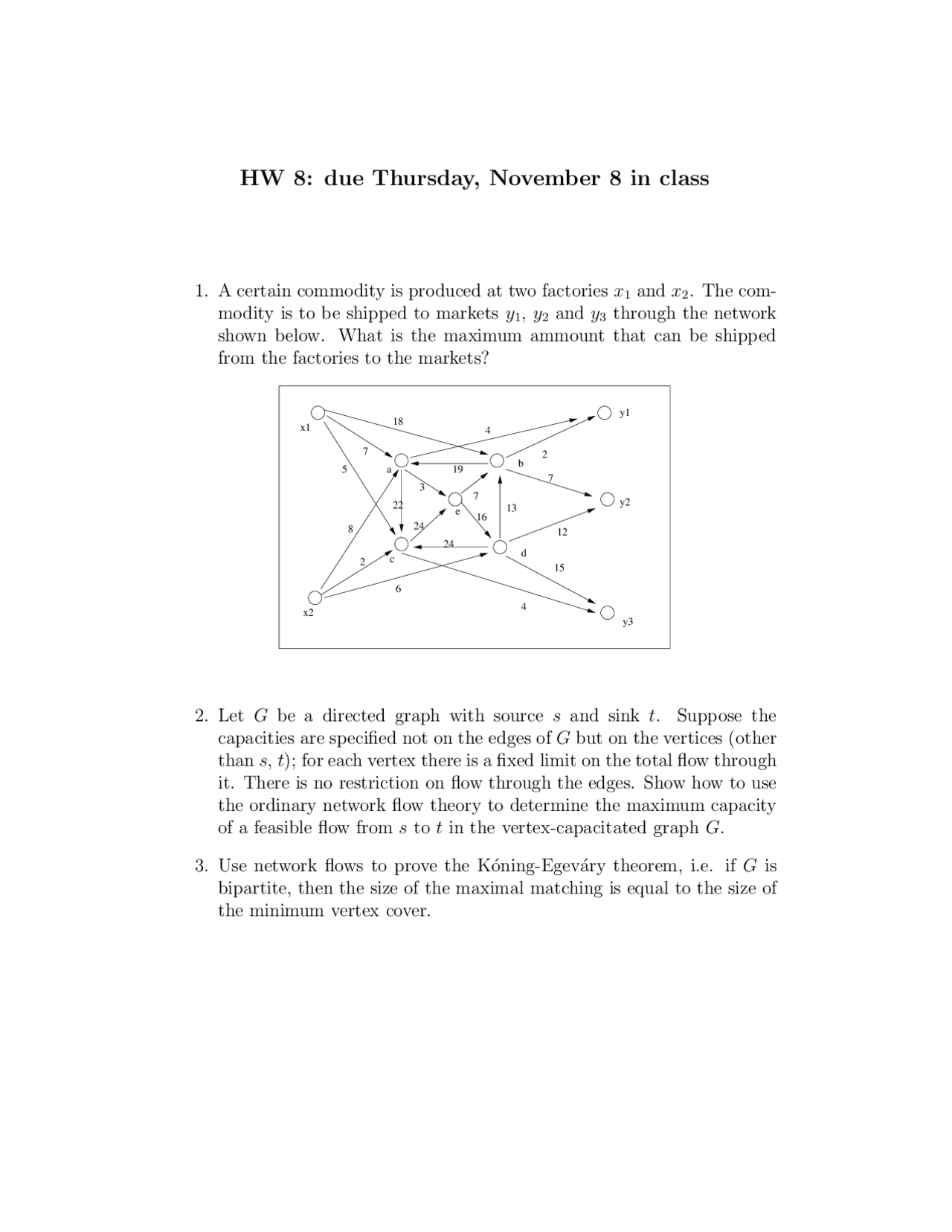 Vertex-Capacitated Graph - Graph Theory - Homework - Docsity