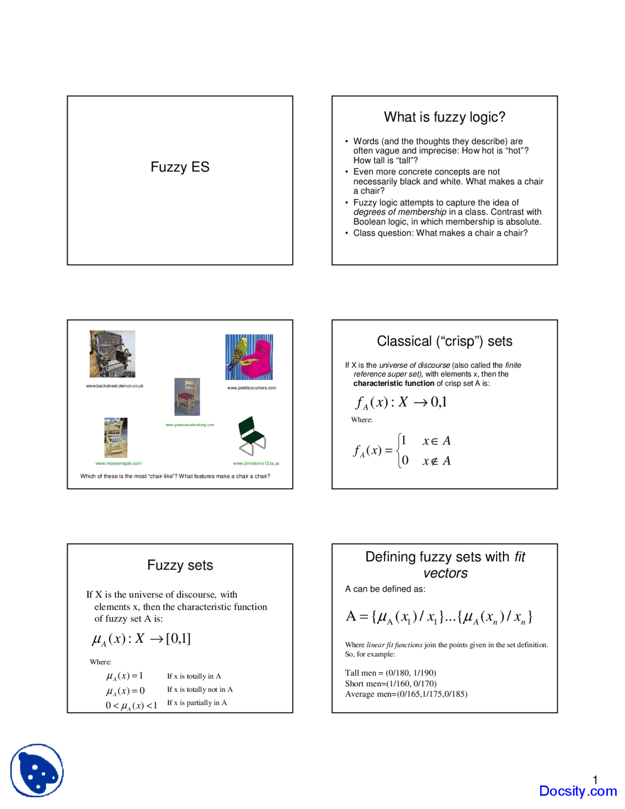 Fuzzy Es Artificial Inteligence Lecture Slides Docsity