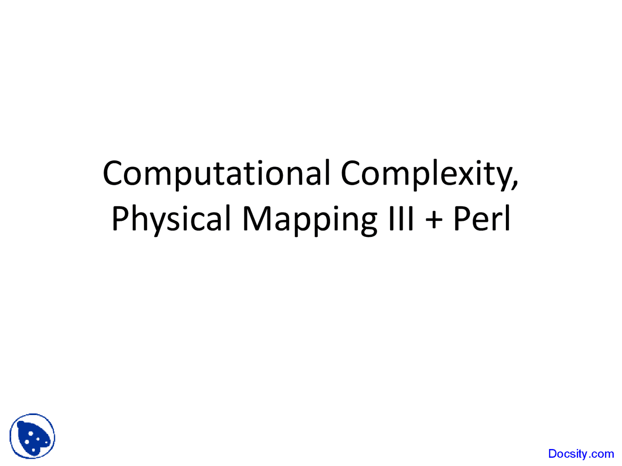 Computational Complexity Bioinformatics Lecture Slides Docsity