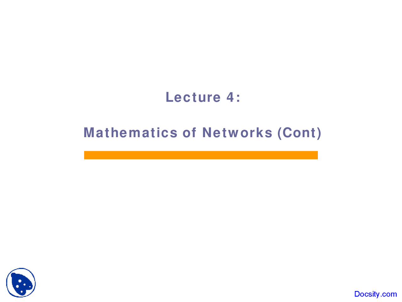 Mathematics Of Networks Two Complex Networks Lecture Slides Docsity