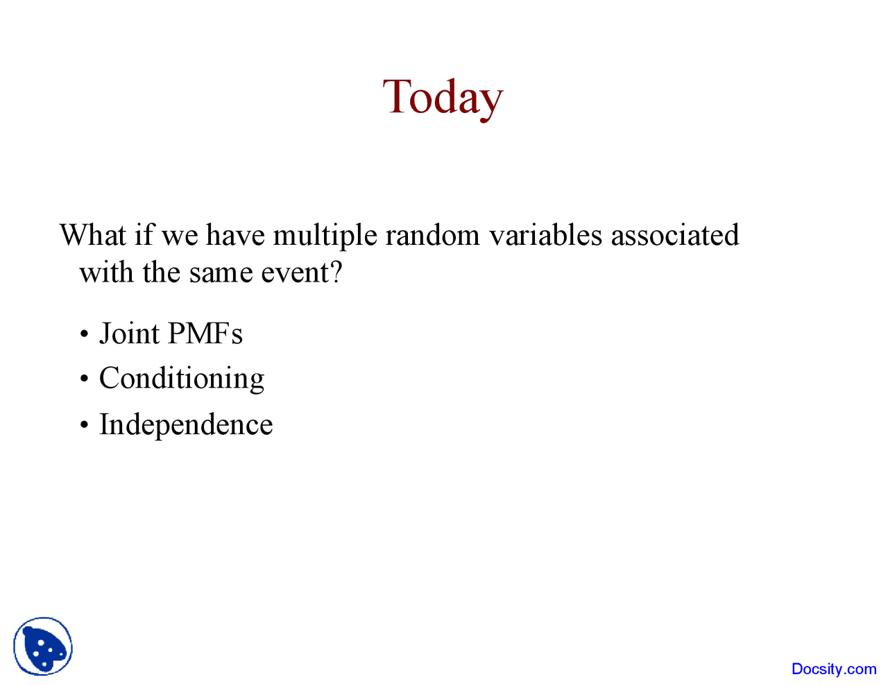 Conditioning Computer System Modeling Fundamentals Lecture Slides